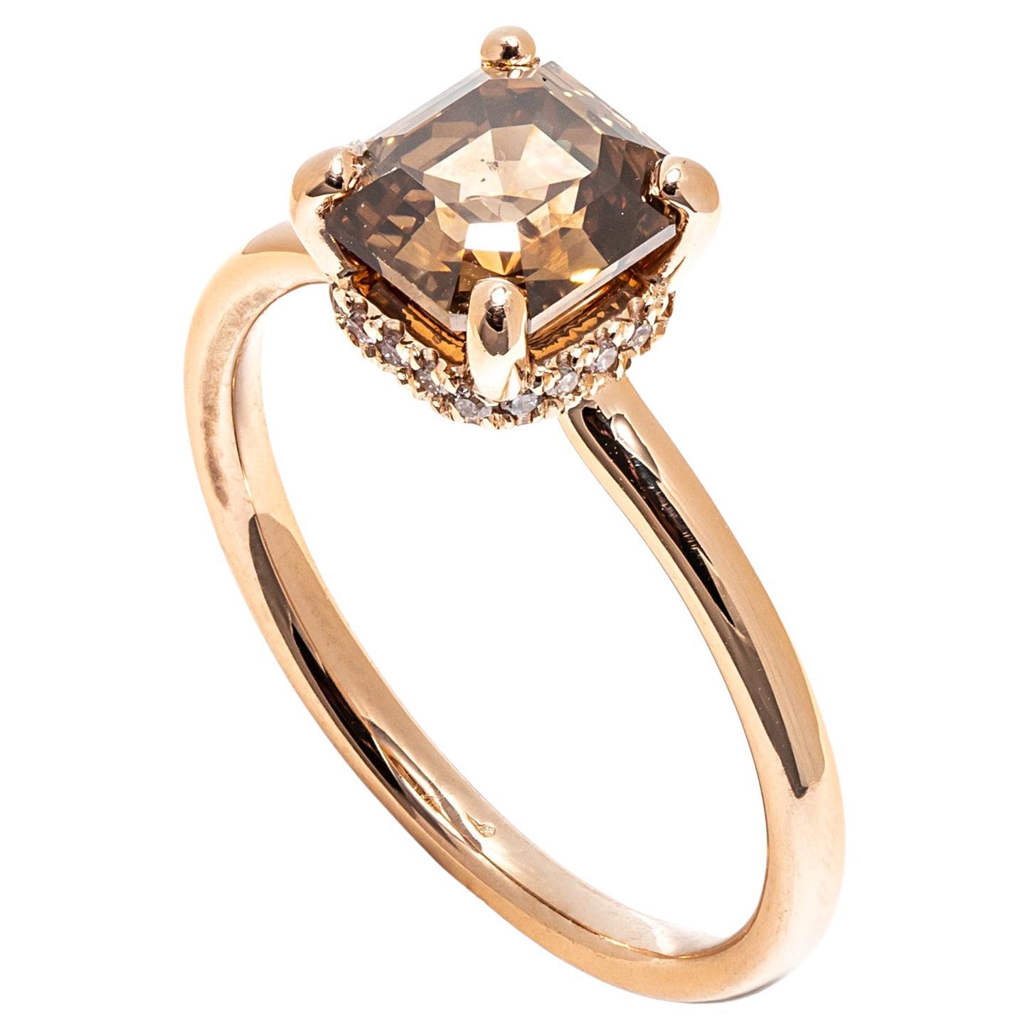 HRD Certified Fancy Intense Yellowish Orange Diamond Engagement Ring ...