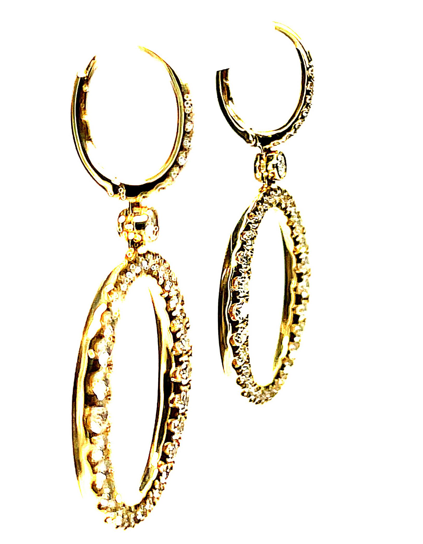 Diamond "O" Dangle Earrings in Yellow Gold, 2.06 Carats Total For Sale ...
