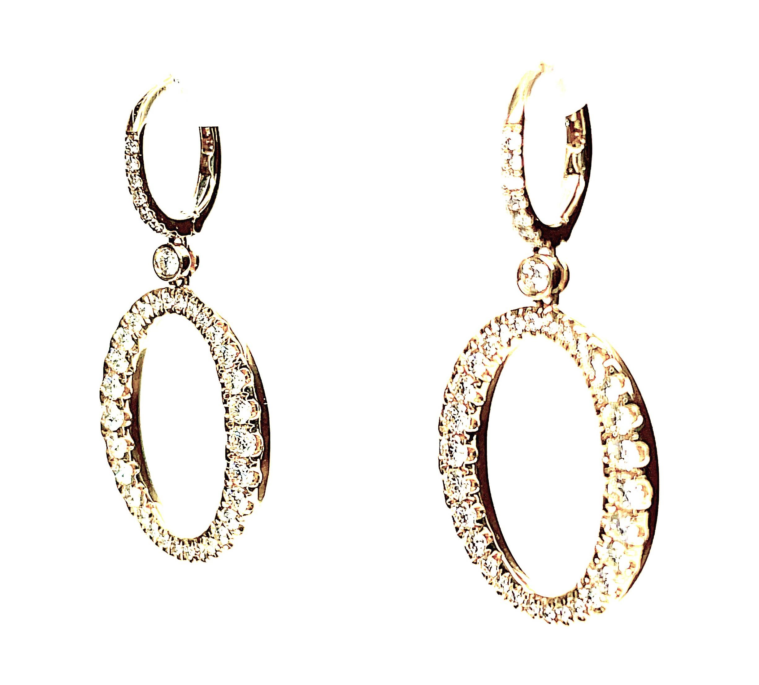 Diamond "O" Dangle Earrings in Yellow Gold, 2.06 Carats Total For Sale ...