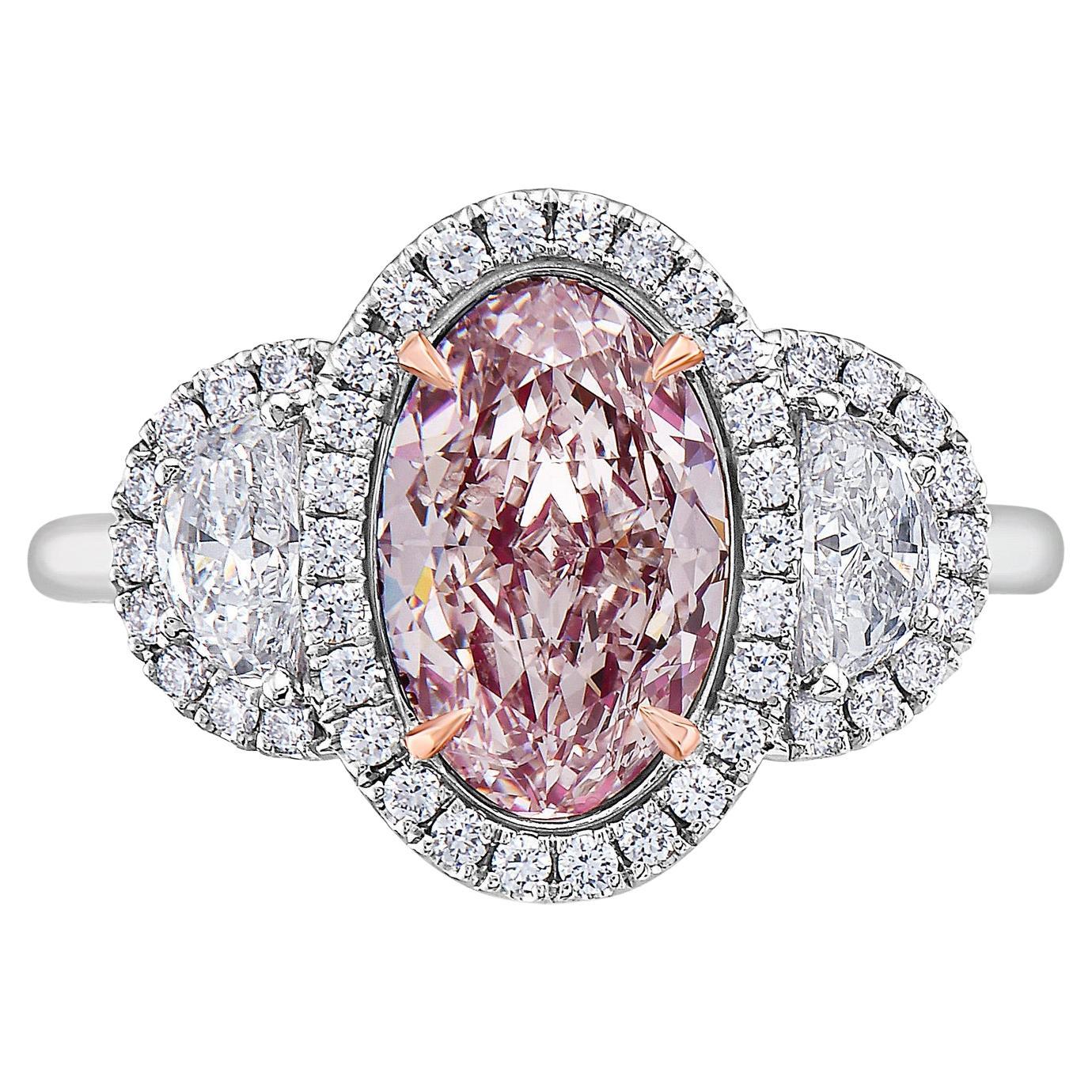 1.00ct Light Pink Oval SI2 GIA Ring at 1stDibs