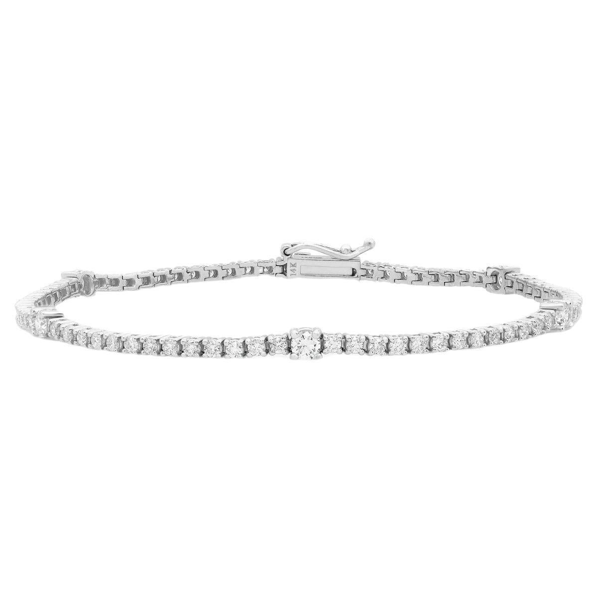 4 07 Carat Round Emerald And Diamond Bracelet In 14k White Gold For