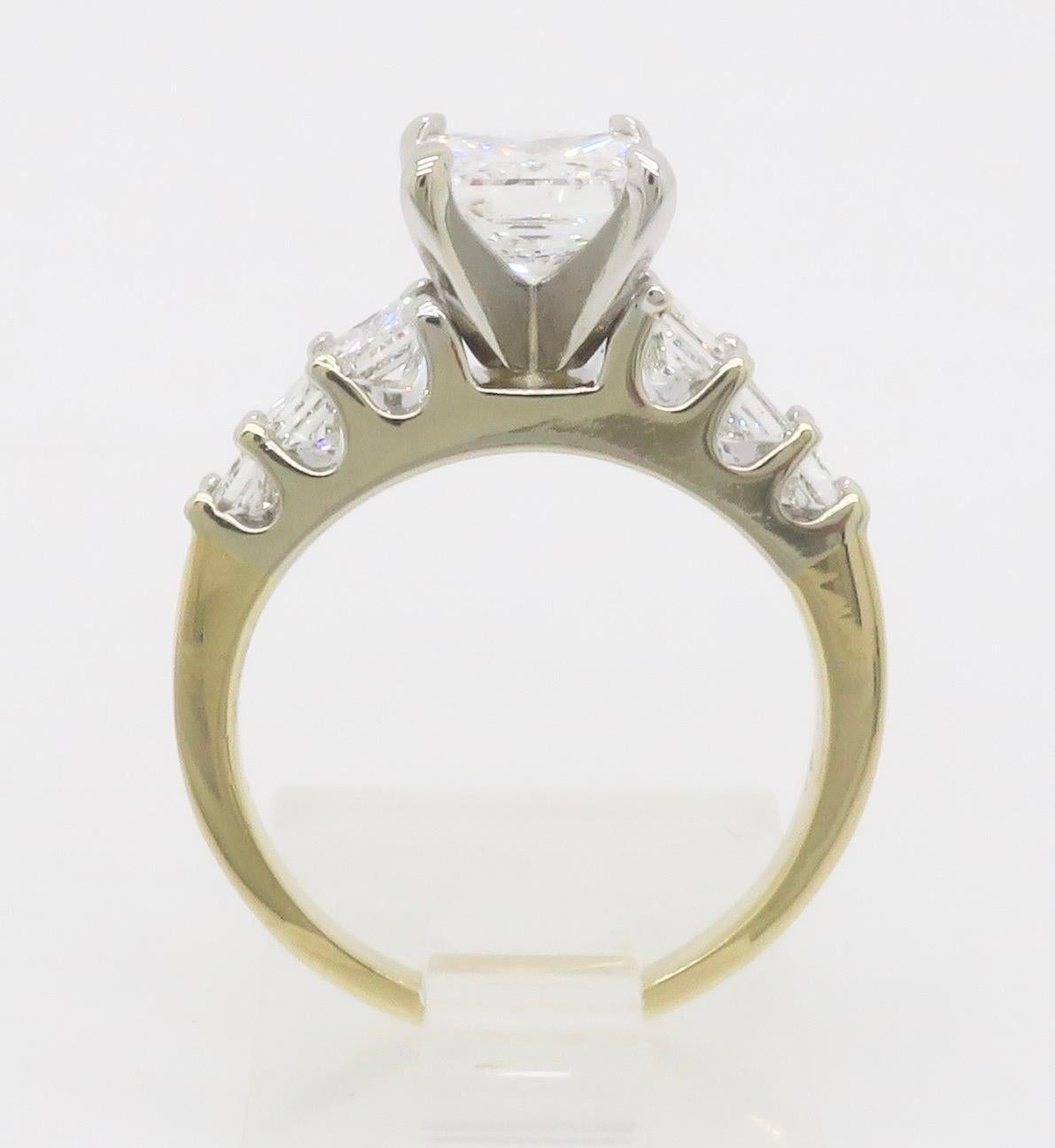 2.07CTW IGI Certified Princess Cut Diamond Ring in 14k Gold For Sale at ...