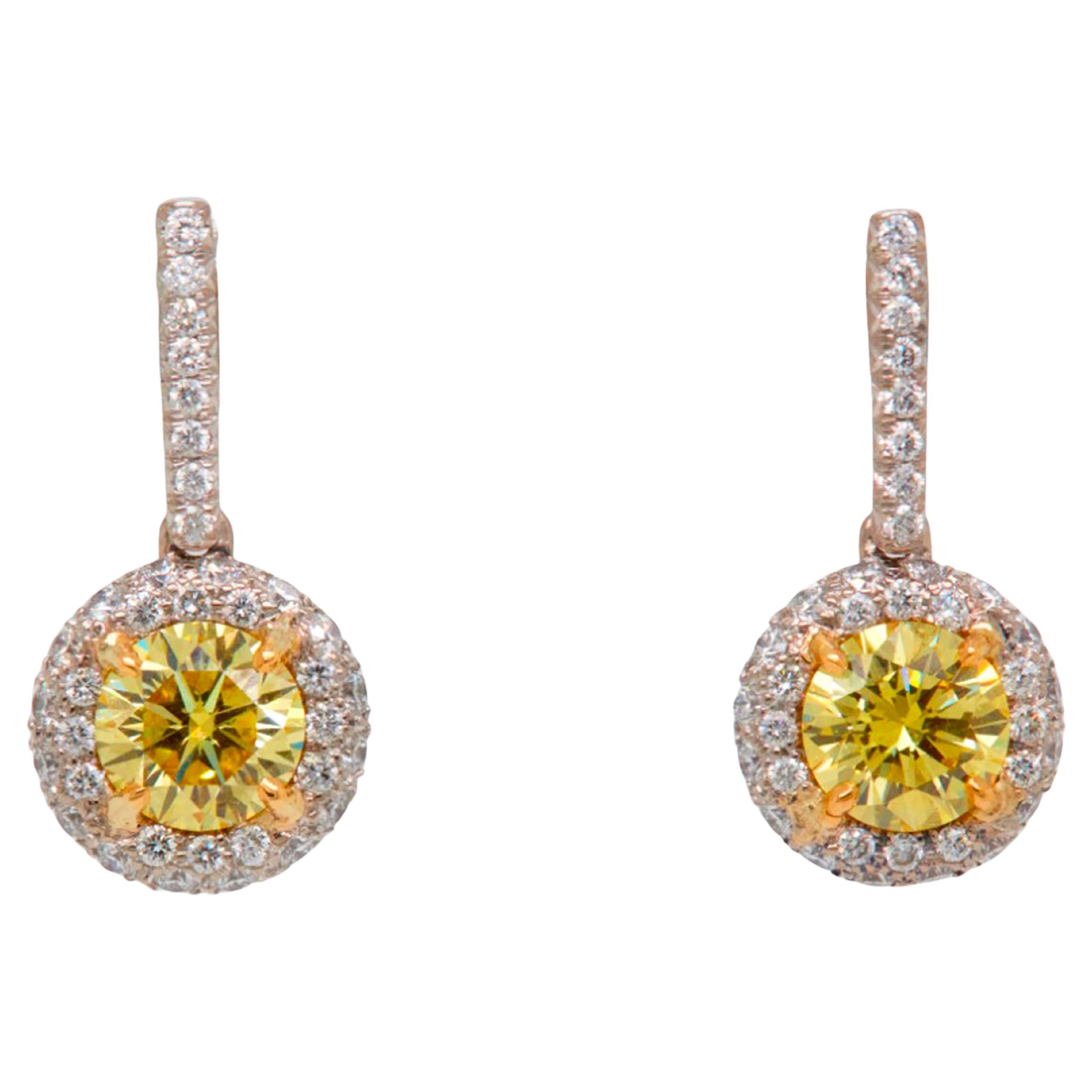 4 Carat Emerald Cut Diamond Drop Earrings with Halo 18k White Gold, GIA ...