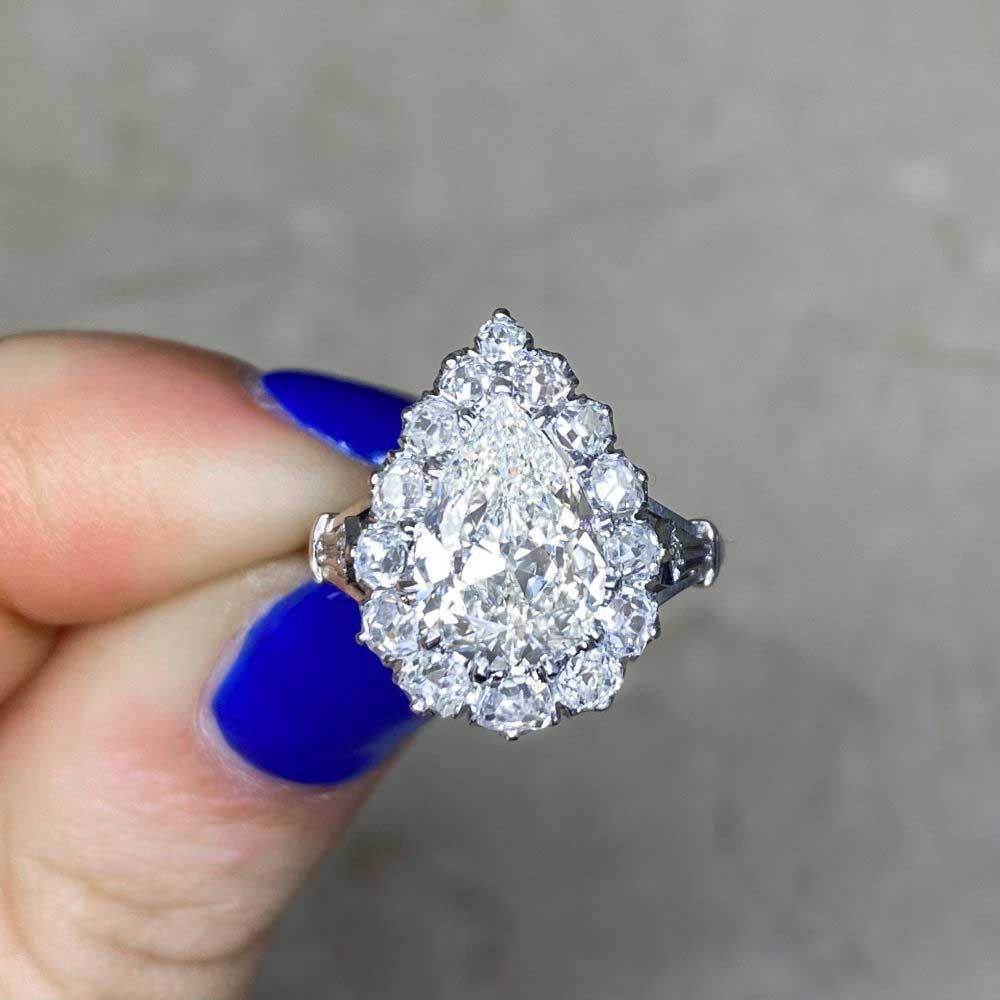 2.09ct Antique Pear-Shaped Diamond Cluster Ring, Platinum at 1stDibs ...