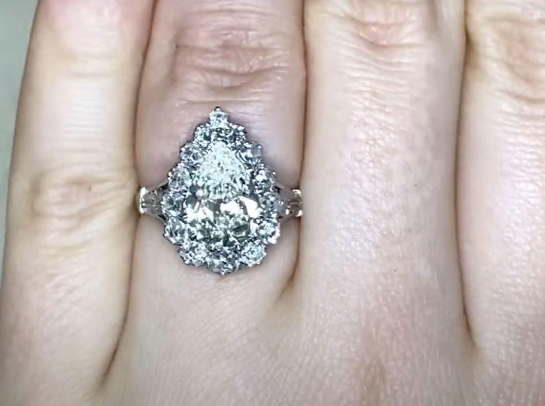 2.09ct Antique Pear-Shaped Diamond Cluster Ring, Platinum at 1stDibs ...