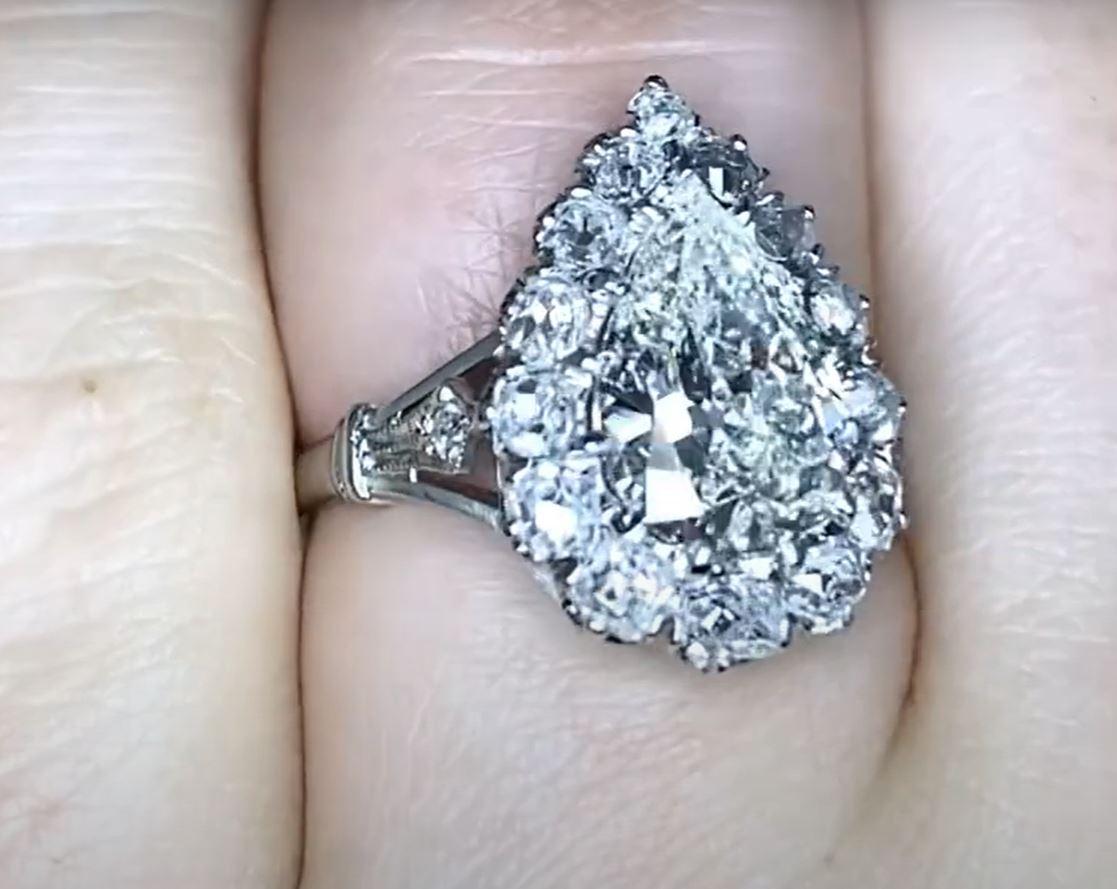 2.09ct Antique Pear-Shaped Diamond Cluster Ring, Platinum at 1stDibs ...