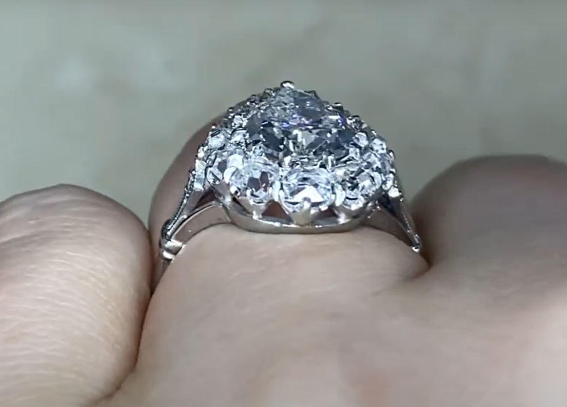 2.09ct Antique Pear-Shaped Diamond Cluster Ring, Platinum at 1stDibs ...