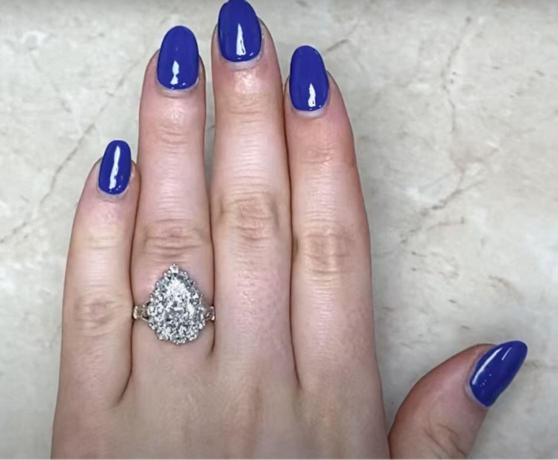 2.09ct Antique Pear-Shaped Diamond Cluster Ring, Platinum at 1stDibs ...
