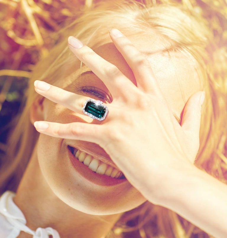 20ct Indicolite Tourmaline and Diamond 18K Ring at 1stDibs | indicolite ...