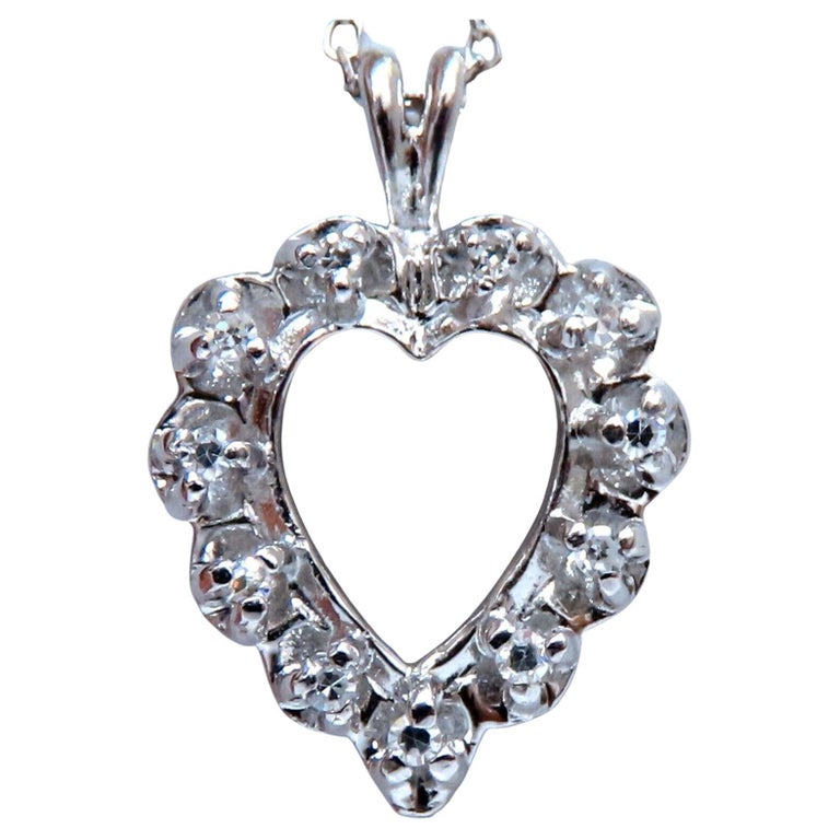 .20ct natural diamonds open heart necklace 14kt For Sale at 1stDibs