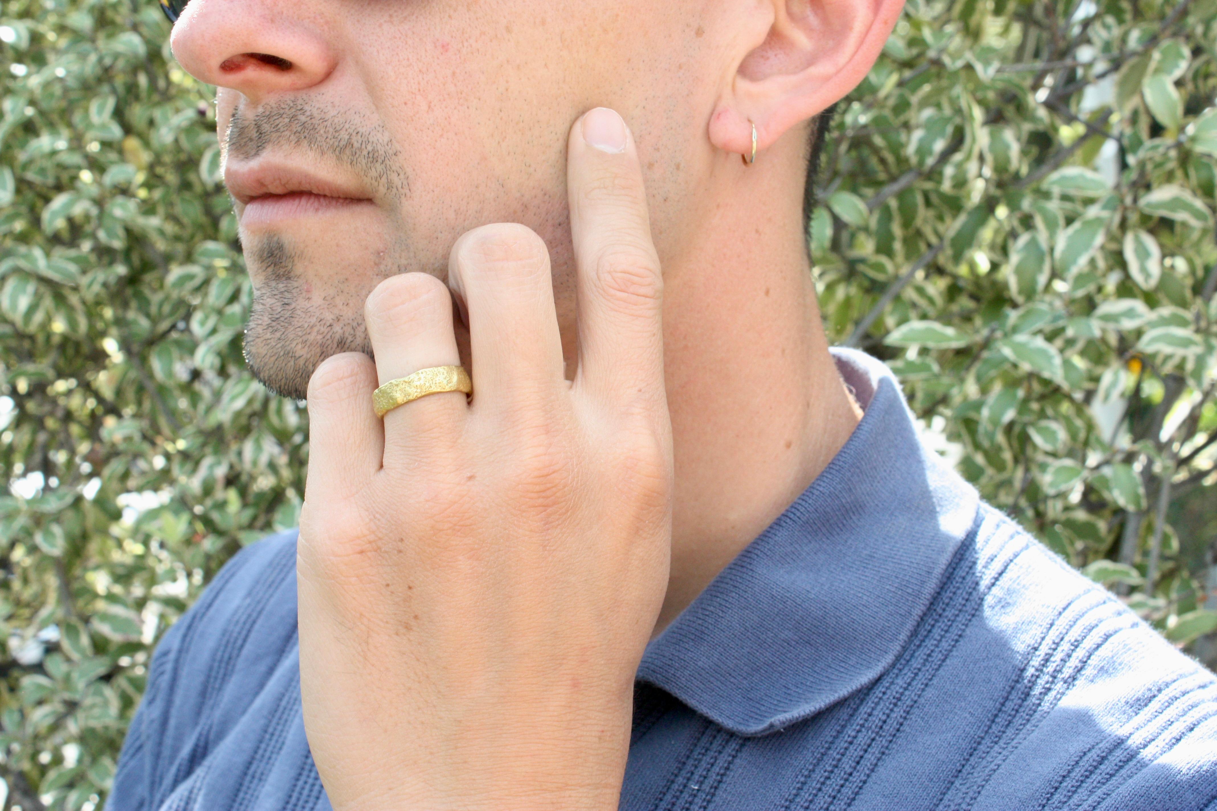 Customizable 20k California Gold 6mm Textured Wedding Band Handmade by ...