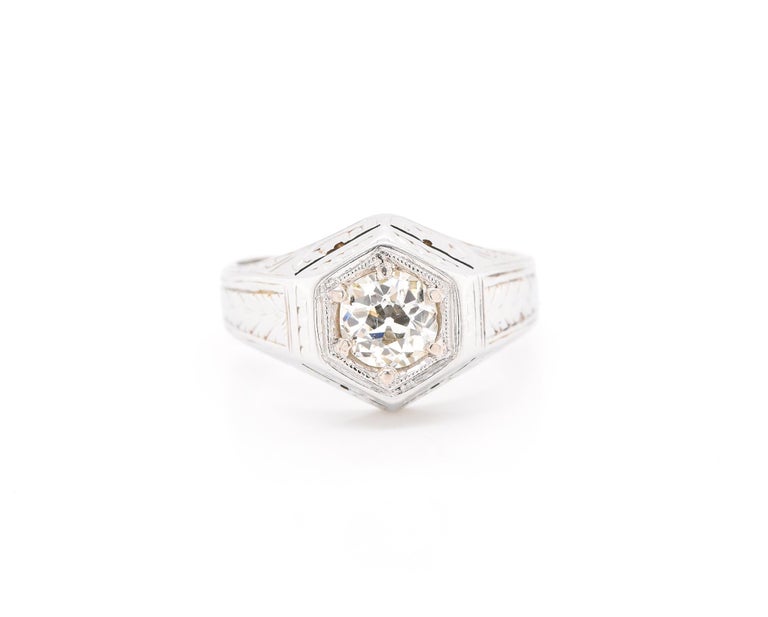 20 Karat White Gold Vintage Diamond Engagement Ring For Sale at 1stDibs ...