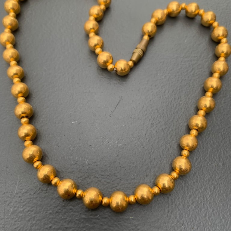 20 Karat Gold Handmade Ball Beaded Necklace For Sale at 1stDibs