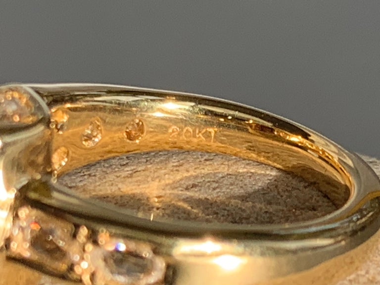 20k Yellow Gold Ring with Pink Tourmaline Square and White Rose Cut ...