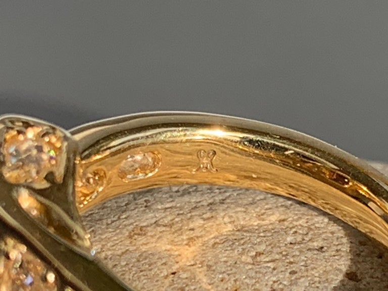 20k Yellow Gold Ring with Pink Tourmaline Square and White Rose Cut ...