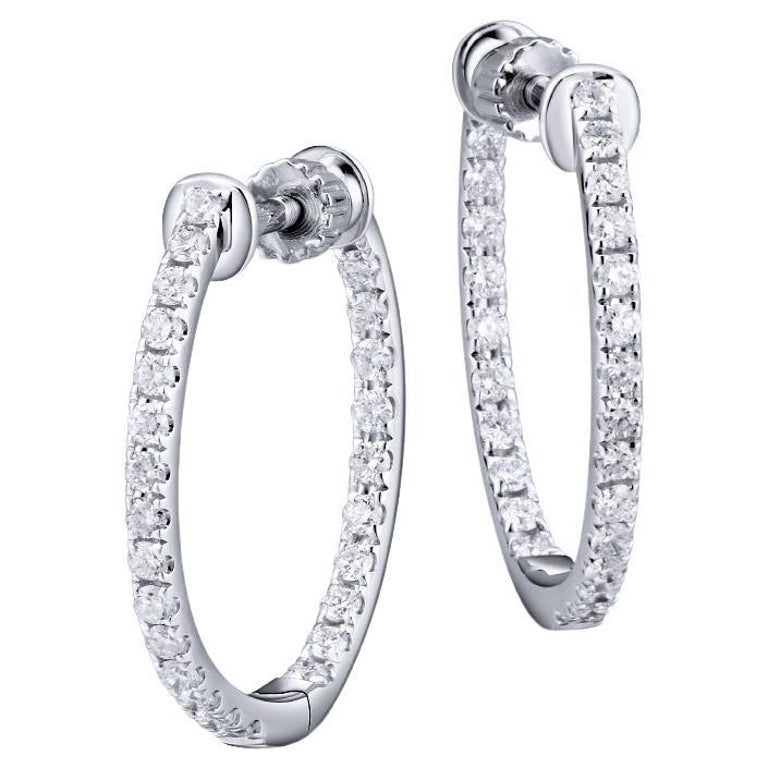 White Gold Diamond Hoops For Sale at 1stDibs