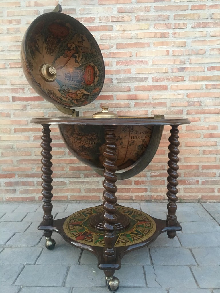 Mid-20th Century Modern Globe Cocktail Cabinet Dry Bar Midcentury at ...