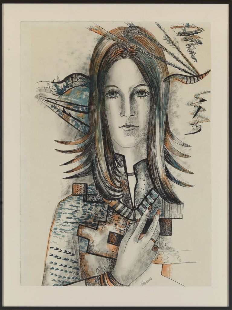 20th Century, Acarin Marguerite, Self Portrait, Drawing on Paper ...