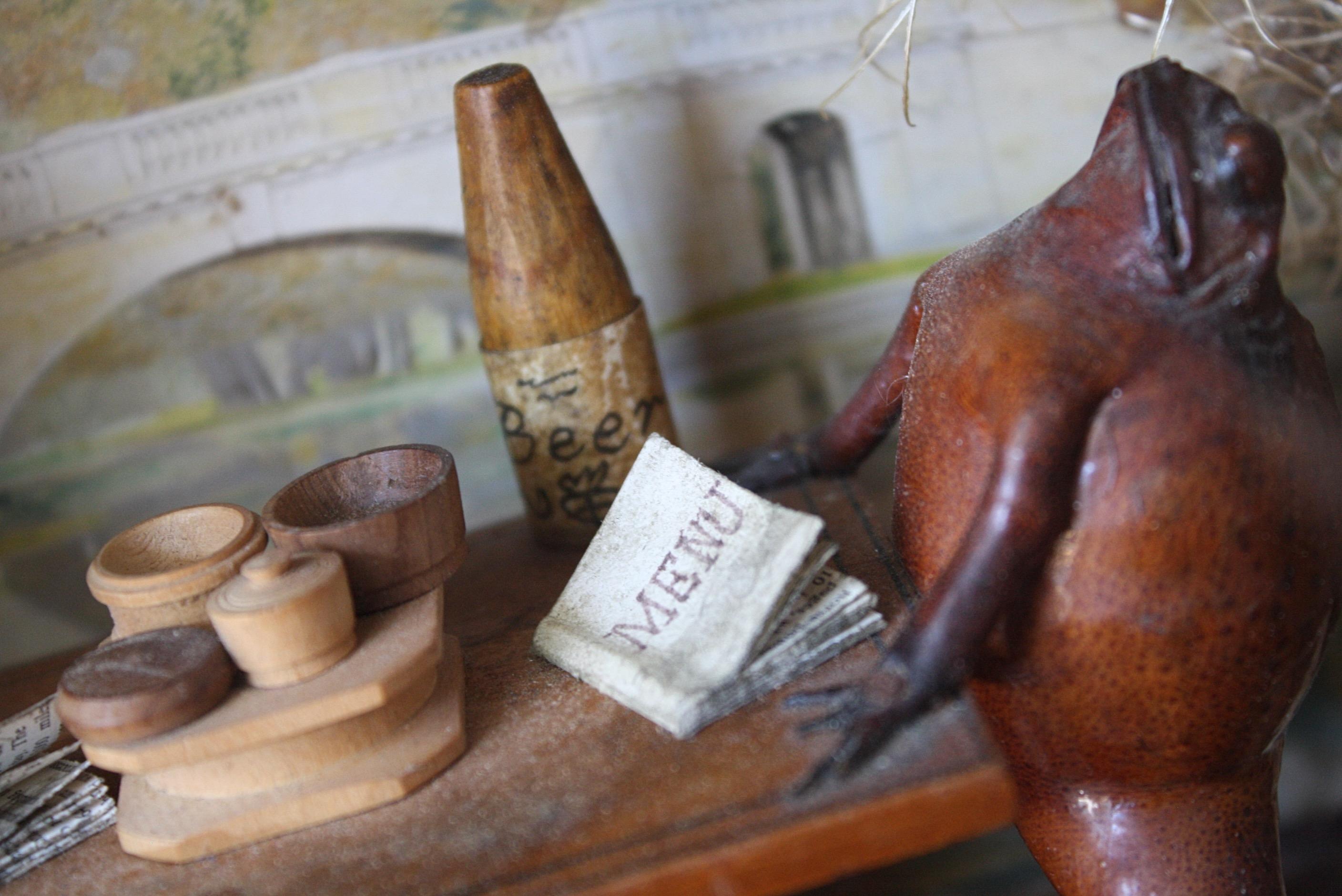 20th C Anthropomorphic Taxidermy Drinking Toads Curio Manner of Walter ...