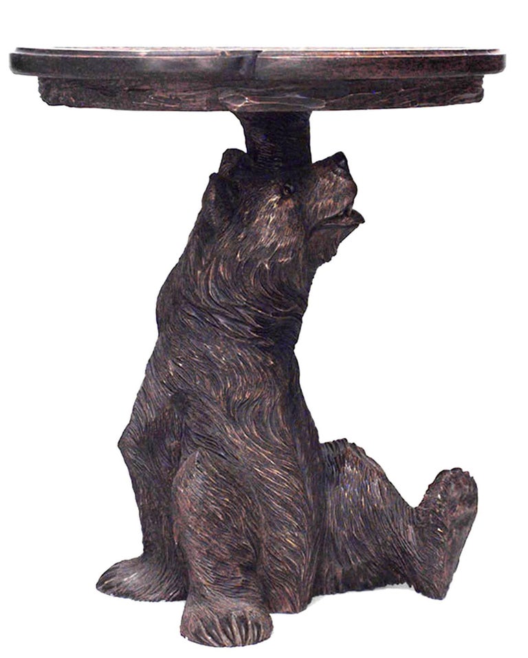 20th c. Black Forest Style Carved Bear End Table For Sale at 1stDibs