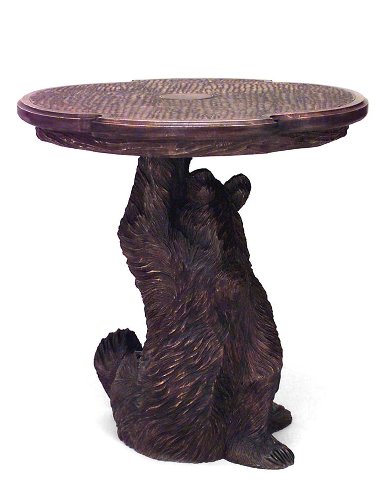20th c. Black Forest Style Carved Bear End Table For Sale at 1stDibs