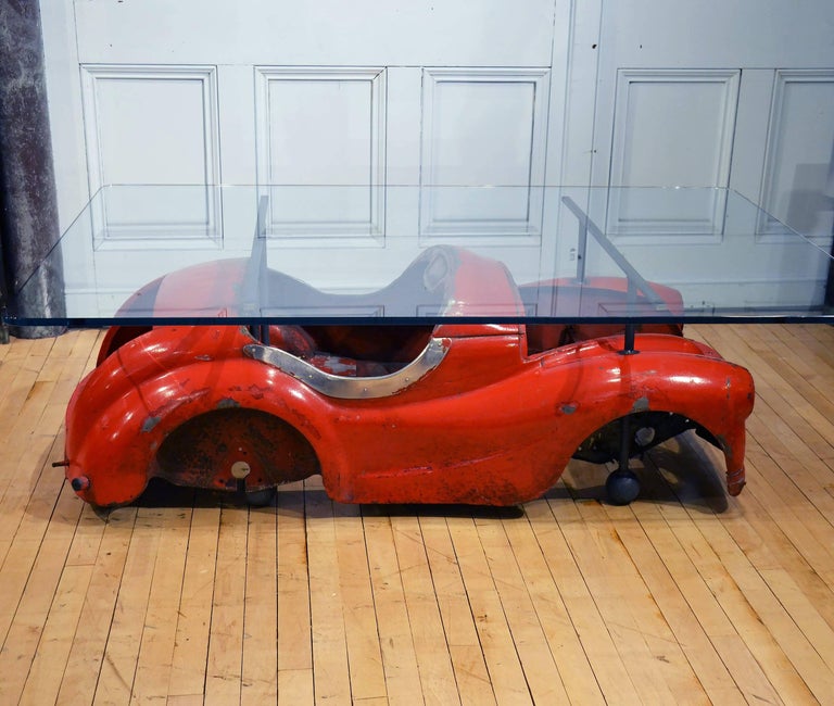 20th Century Industrial Coffee Table with Retro Toy Car Design at 1stDibs