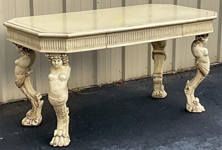 20th-C. Italian Neo-Classical Style Carved and Painted Desk or Console ...