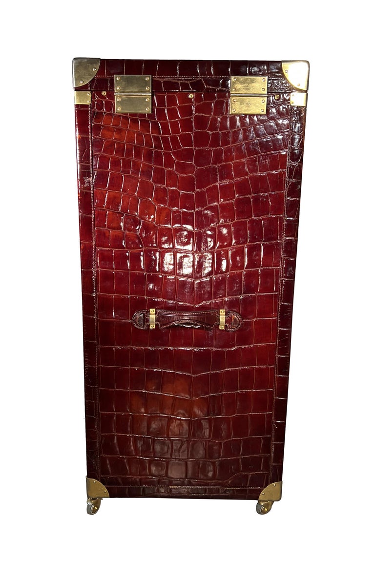 20th Century Large Exotic Embossed Faux Leather Vertical Valet Wardrobe ...