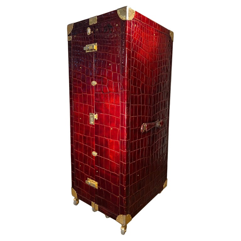 20th Century Large Exotic Embossed Faux Leather Vertical Valet Wardrobe ...