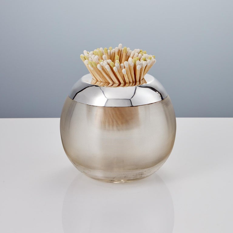 20th C Large Glass Silver Globe Match Striker John Grinsell and Sons ...