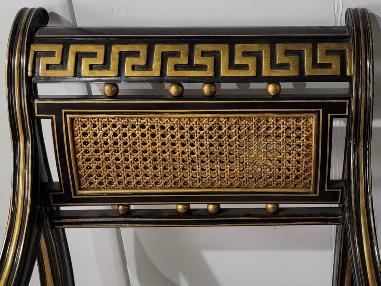 20th-C. Neo-Classical Style Black Lacquer and Gilt Arm Chairs, Pair at ...
