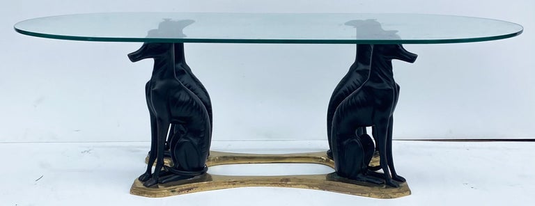 20th Century Neoclassical Style Whippet and Brass Coffee Table by ...