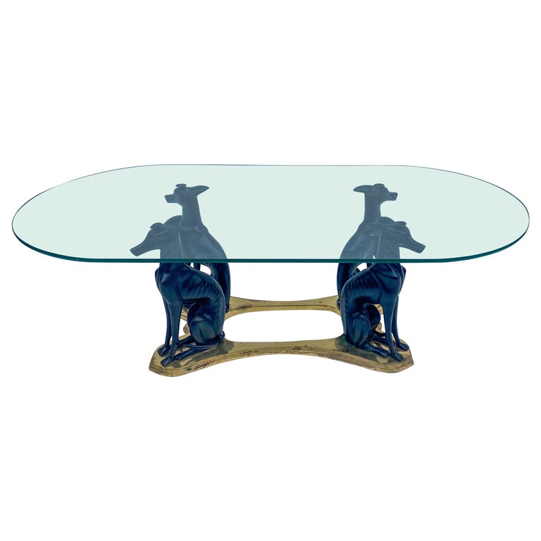 20th Century Neoclassical Style Whippet and Brass Coffee Table by ...