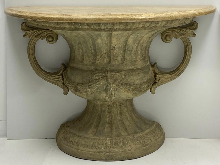 20th-C. Neoclassical Style Urn Form Console Tables With Marble Tops ...