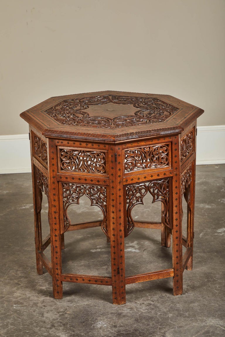 20th Century Octagonal Brass Inlaid Indian Table at 1stDibs