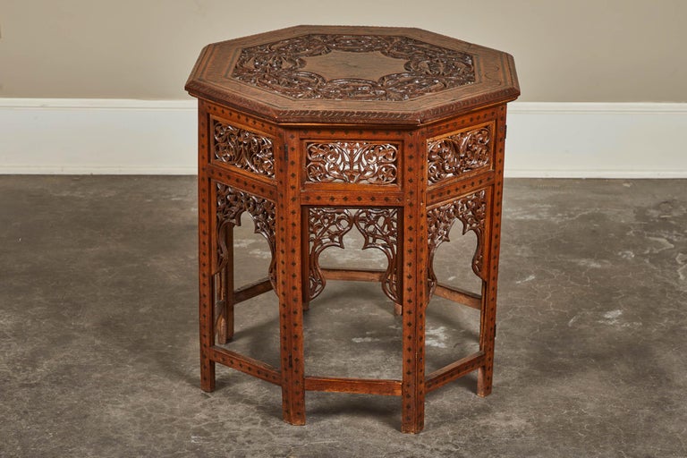 20th Century Octagonal Brass Inlaid Indian Table at 1stDibs