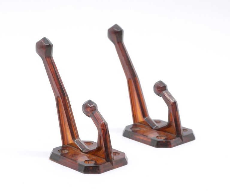 20th Century Pair of Amber Translucent Plastic Wall Hooks For Sale at ...
