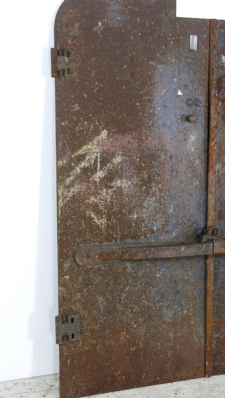 20th C Pair of Industrial Cast Iron Furnace Doors For Sale at 1stDibs