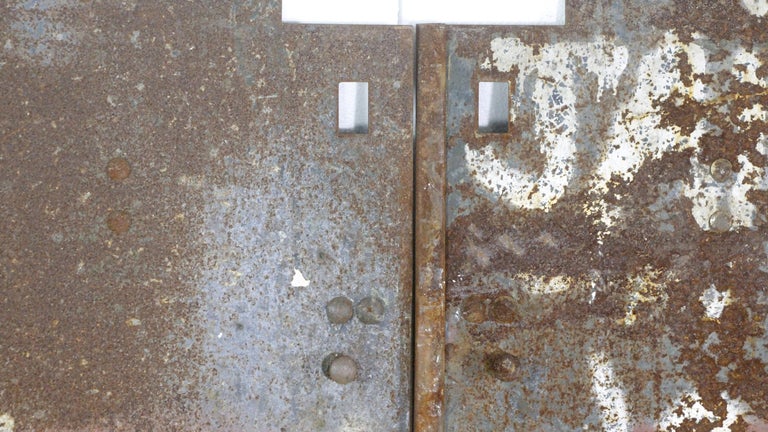 20th C Pair of Industrial Cast Iron Furnace Doors For Sale at 1stDibs