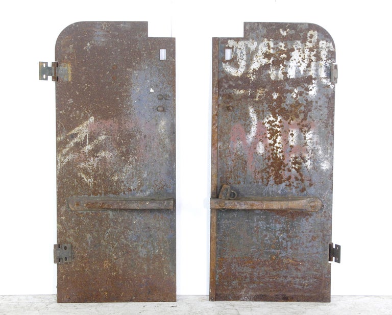 20th C Pair of Industrial Cast Iron Furnace Doors For Sale at 1stDibs