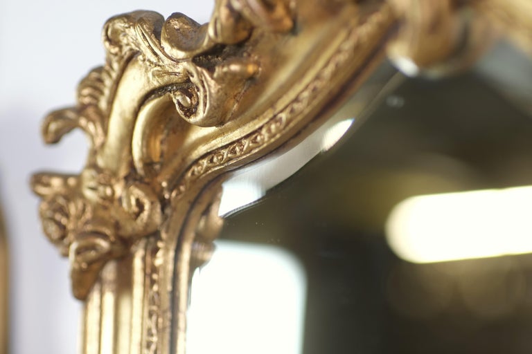 20th Century Pair of Italian Gold Gilded Rococo Beveled Mirrors For ...