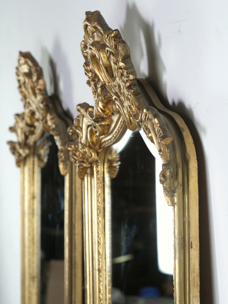 20th Century Pair of Italian Gold Gilded Rococo Beveled Mirrors For ...