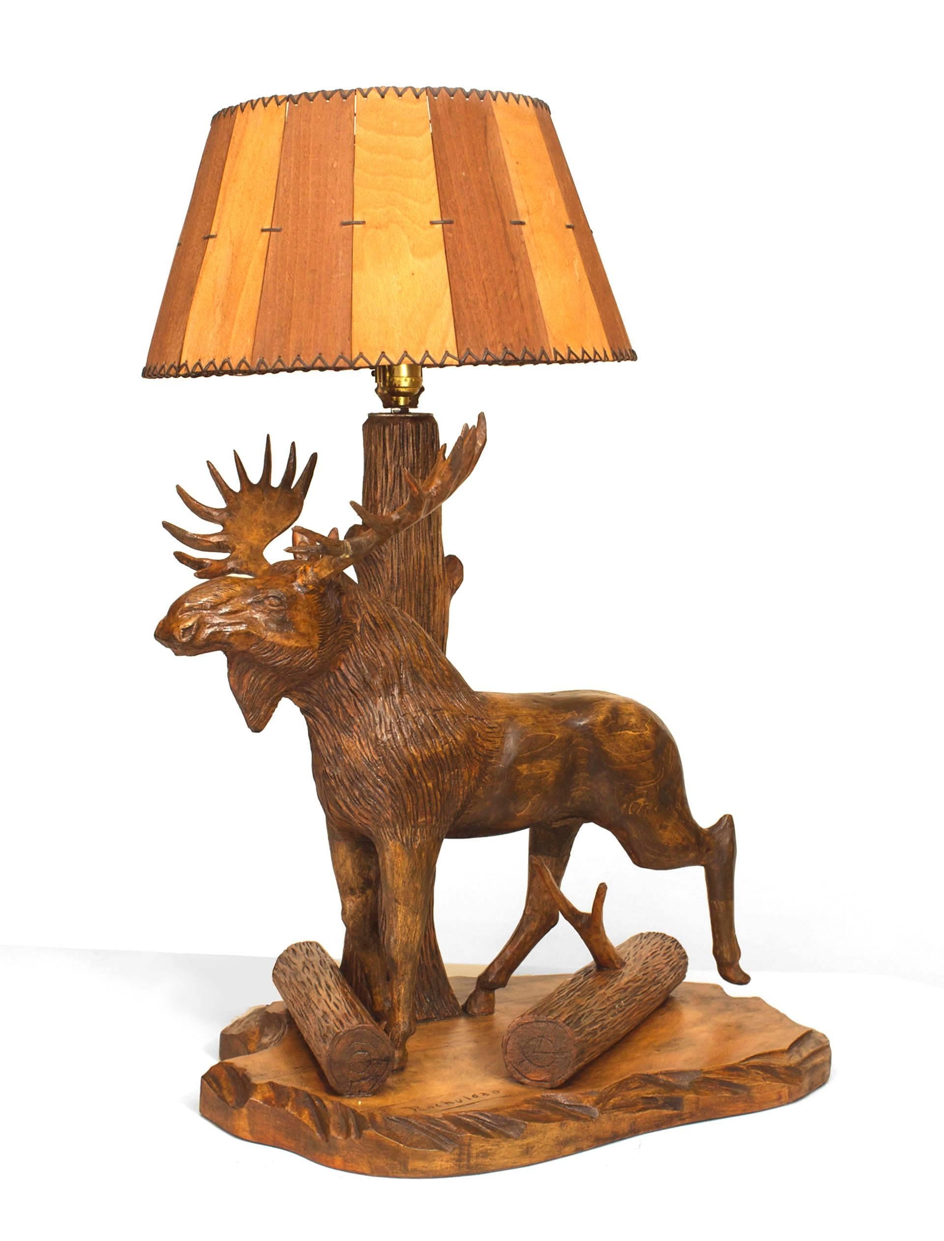 20th c. Rustic Maple Moose Form Table Lamp For Sale at 1stDibs | moose ...