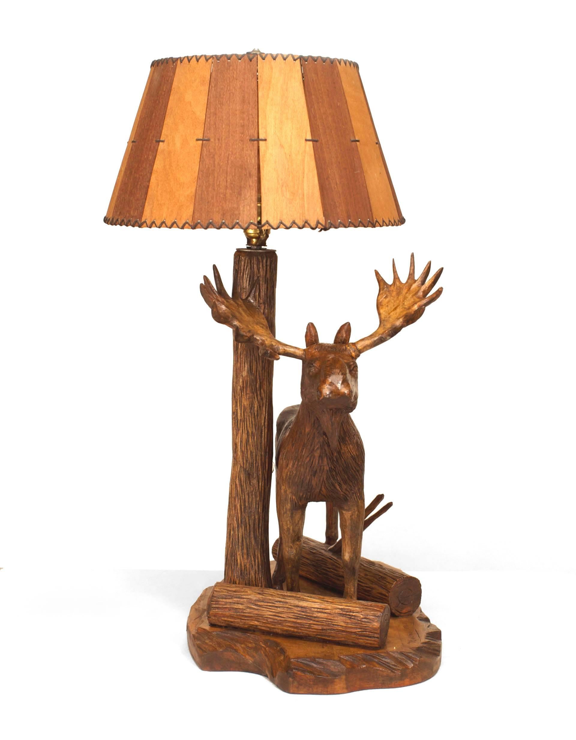 20th c. Rustic Maple Moose Form Table Lamp For Sale at 1stDibs | moose ...
