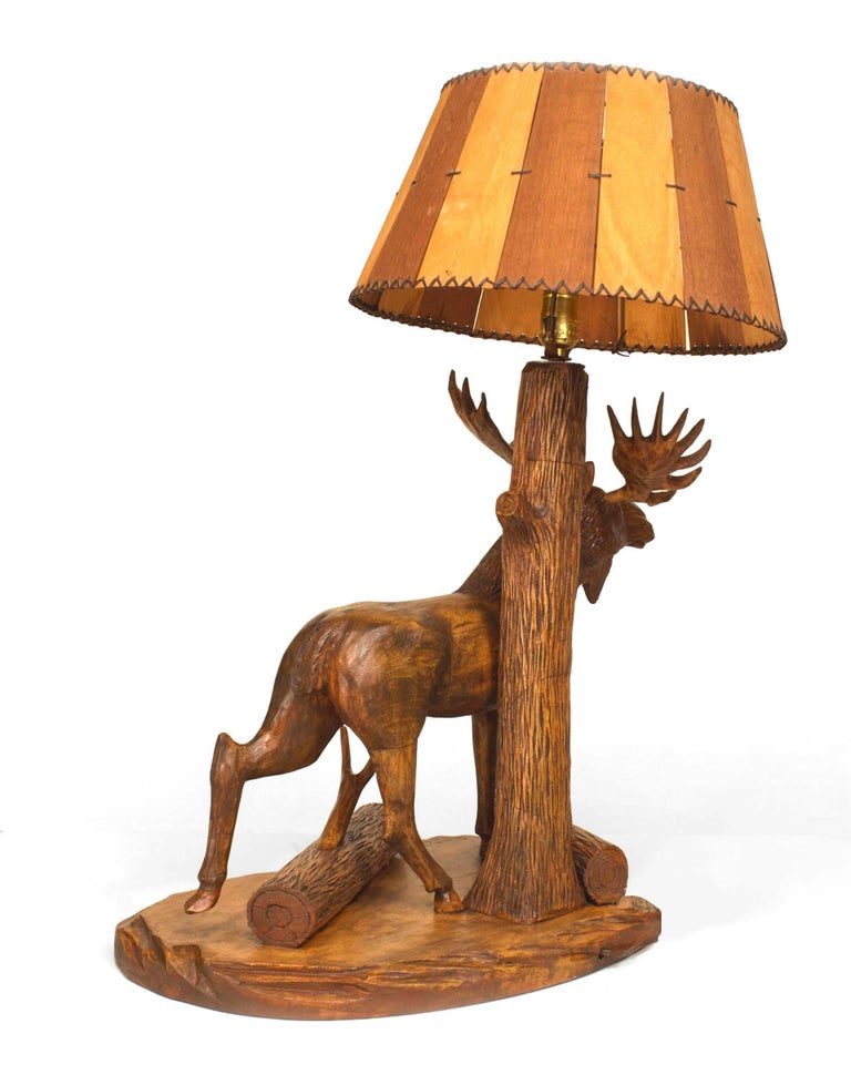 20th c. Rustic Maple Moose Form Table Lamp For Sale at 1stDibs | moose ...