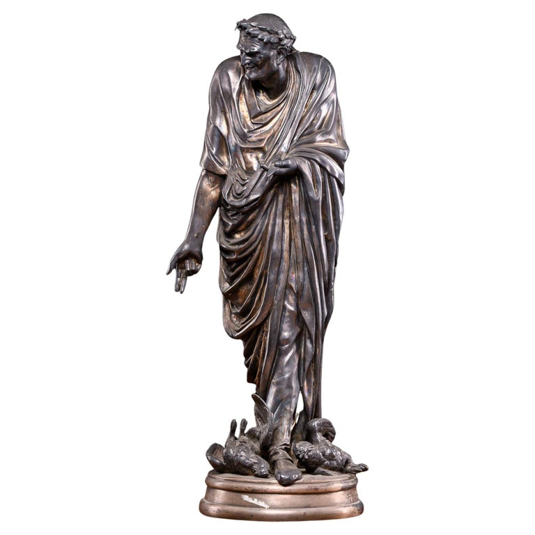 20th C Silver Plated Statue Representing Arguing Roman Senator, France ...