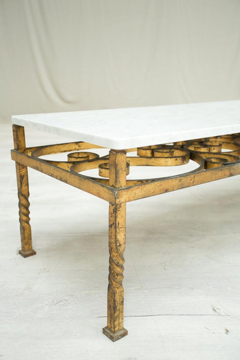 20th C Spanish Gilt Metal and Marble Coffee Table For Sale at 1stDibs
