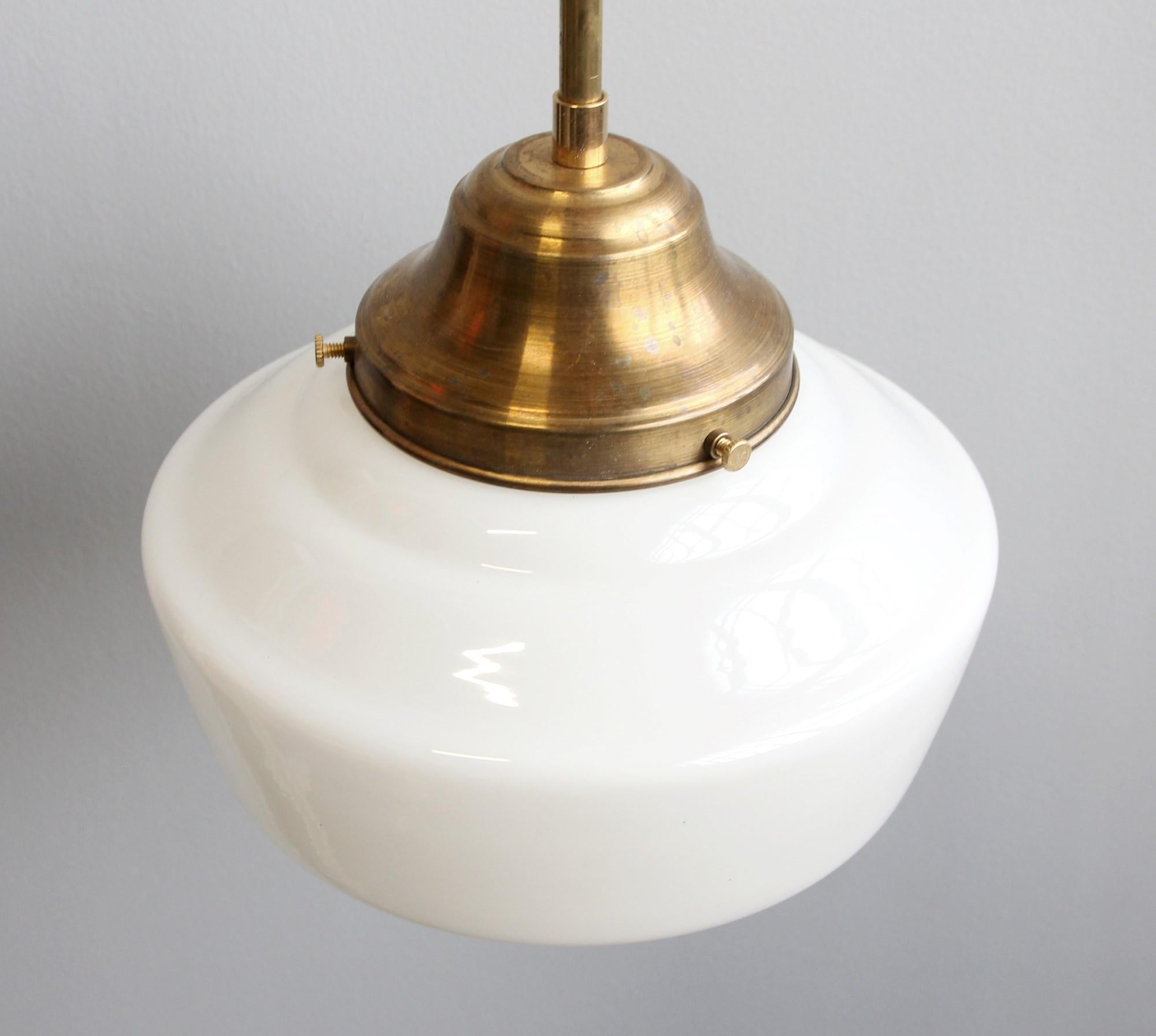 White School House Globe Pole Pendant Light Swivel Canopy For Sale at ...