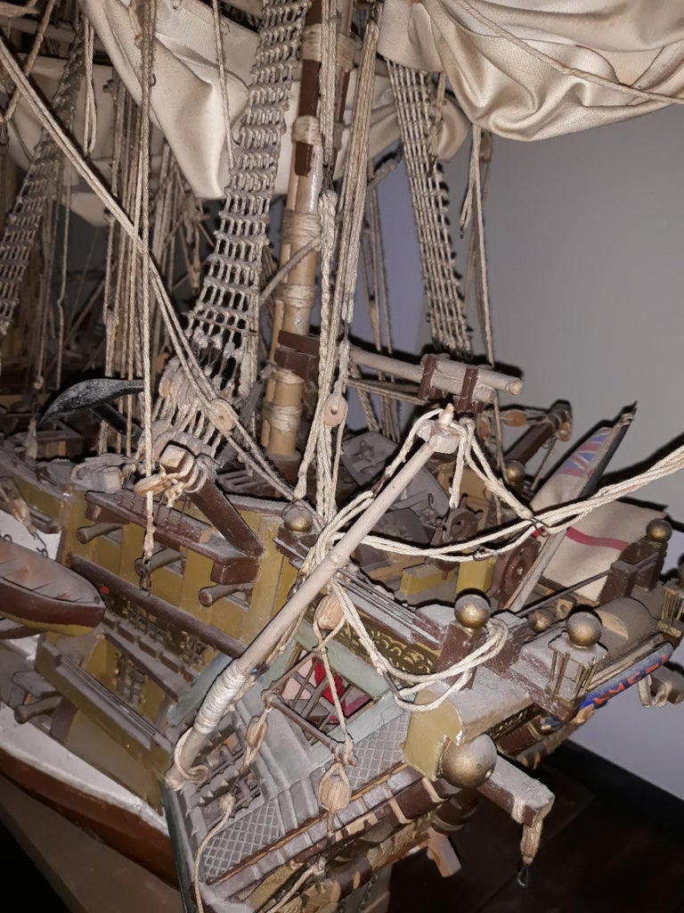 20th Century Model of English Battleship Galleon "H.M.S." from the 18th ...