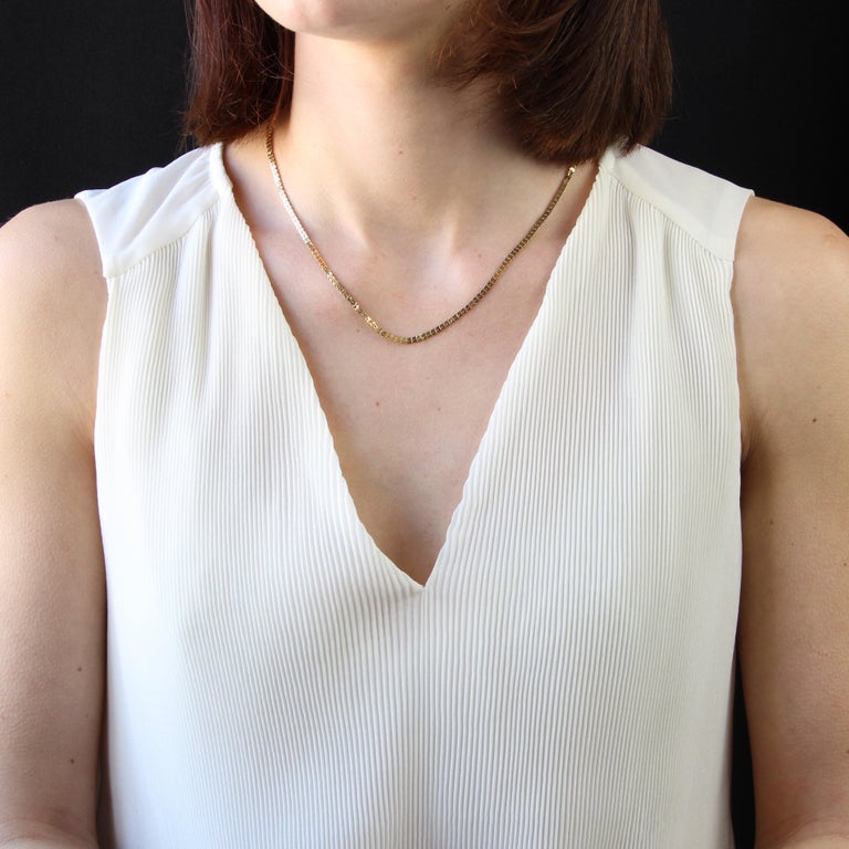 20th Century 18 Karat Yellow Gold Flat Mesh Chain Necklace For Sale at ...